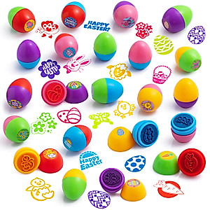 JOYIN 24 Pcs Easter Egg Stampers Toys for Easter Eggs Hunt Game, Basket Stuffers Fillers, Kids Gifts, Party Favor, Self Inking Stamp for Classroom Prize Supplies