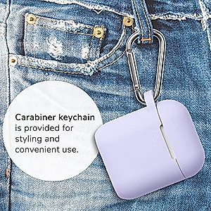 GMYLE Airpods Case Cover with Keychain, [Front LED Visible] Silicone Full Protective Wireless Charging Airpods Case Cover Skin Accessories kit Set Compatible for Apple AirPods 2 & 1 – Lavender Purple