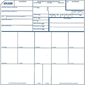 Identicator Applicant Fingerprint Cards, Pack of 250, FBI Standard Form No. FD-258