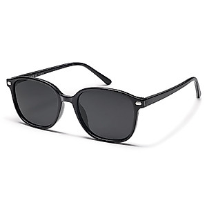 SOJOS Trendy Square Polarized Sunglasses for Women Men Classic Retro UV Protection Unisex Sunnies SJ2171 with Black Frame/Grey Lens