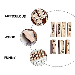 COHEALI 7pcs Pocket Decorative Stamp Stencils for Crafts Alphabet Stamps Antique Decor Making DIY Making Rubber for Art Crafts Wooden Seal Planner Stamp Craft Diary Stamp Account Vase