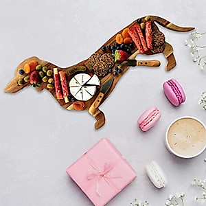 Didiseaon Wooden Serving Tray Cute Dachshund Dog Shaped Charcuterie Boards Cheese Cake Bread Snack Serving Plate Appetizer Platter for Meat Vegetables Fruit Cheese