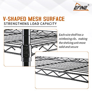 EFINE 5-Tier Chrome NSF Certified Storage Shelves, Heavy Duty Steel Wire Shelving Unit with Wheels and Adjustable Feet, 500lbs Loading Capacity Per Shelf, Pantry, Garage, Kitchen Shelving(18"x48"x72")