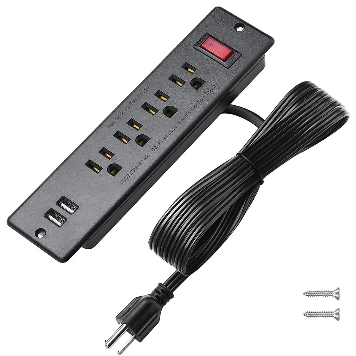 Mountable Power Strip Recessed Power Strip with USB 4 Outlet 2 USB Multiple Protection Built in Conference Desk Counter Workbench for PC Home Electric Appliance ETL Listed(Black)