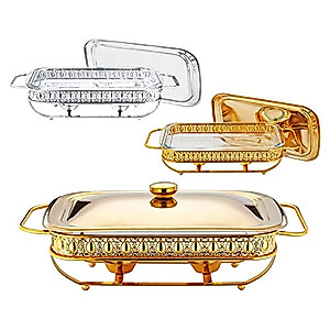 NOGRAX Chafing Dish Buffet Set, Stainless Steel Buffet Servers and Warmers for Party Catering, Complete Chafer Set with Water Pan, Aureate Tray (Color : Aureate)
