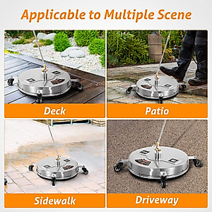 WICHEMI 1800W Multipurpose High-Temp Floor Steam Mop Steam Cleaning Machine + 18" Pressure Washer Surface Cleaner with 4 Wheels for Driveway Sidewalk Patio Concrete Cleaning