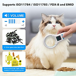 AHANIN Microchip Scanner RFID 134.2KHz/125KHz Animal Chip ID Reader EMID FDX-B(ISO11784/11785) 500 Data Storage Type-C Cable Uploading to PC
