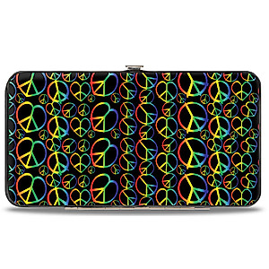 Buckle-Down womens Buckle-down Hinge - Peace Heart Black/Rainbow Ombre Wallet, Multicolor, 7 x 4 US