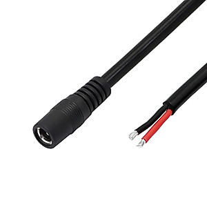 DC Power Pigtails Cable,3FT DC 5.5MM x 2.1MM Female Plug to Bare Wire Open End Power Wire Supply Repair Cable,16 AWG Barrel Connector Pigtail for CCTV Security Camera,DVR，LED Strip Light Etc-2 Pcs(F)