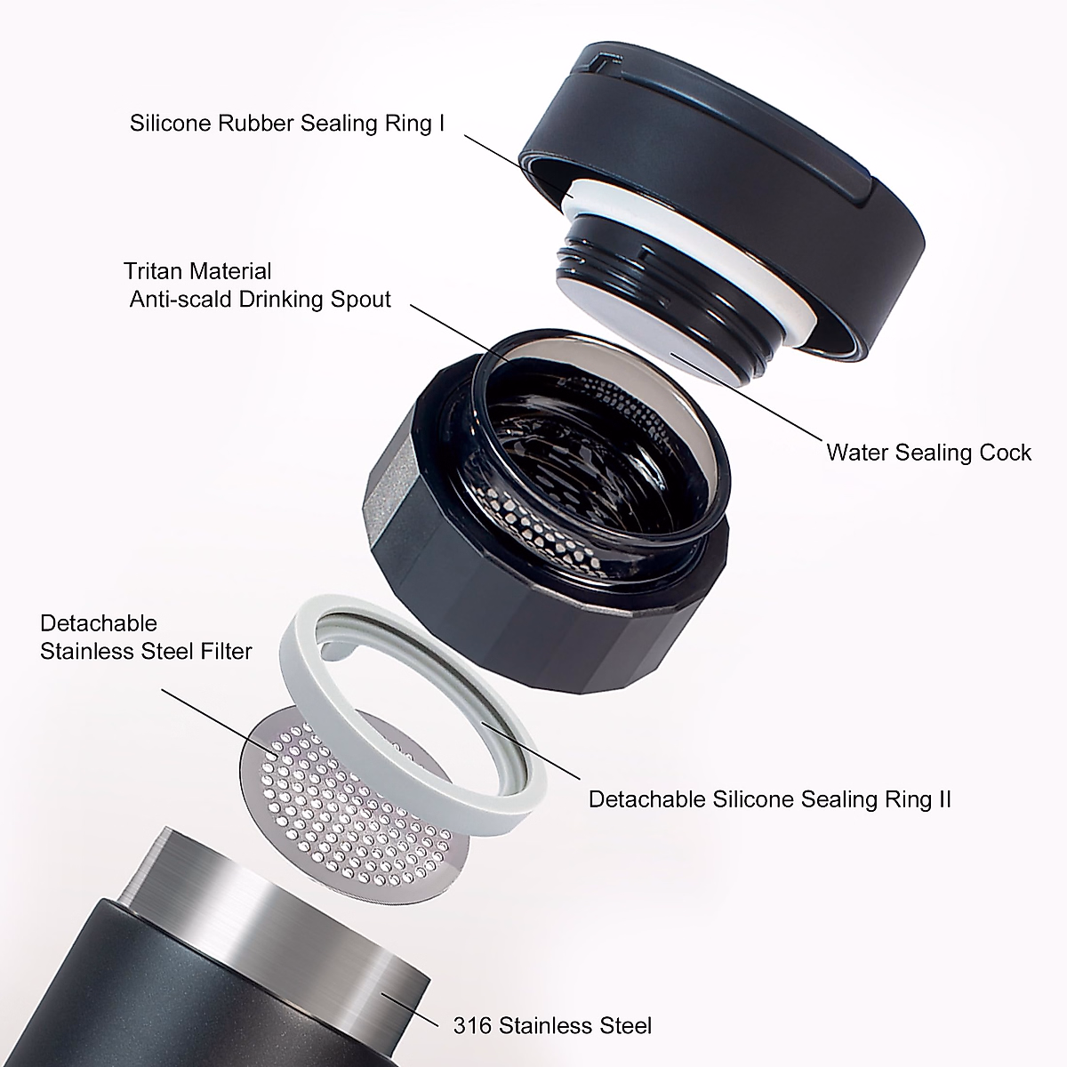 QINGHOU 12.8 Ounce Stainless steel cold cup,Insulated tumbler with lid,Cup holder compatible for travel,sports water bottle jug,Vacuum insulated tumbler thermos Cup (Black)