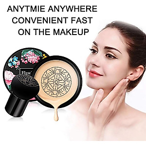 Mushroom Head Air Cushion BB Cream,Concealer Lasting Nude Makeup Moisturizing Pigment CC Liquid Foundation, Even Skin Tone Makeup Base Primer（Natural）