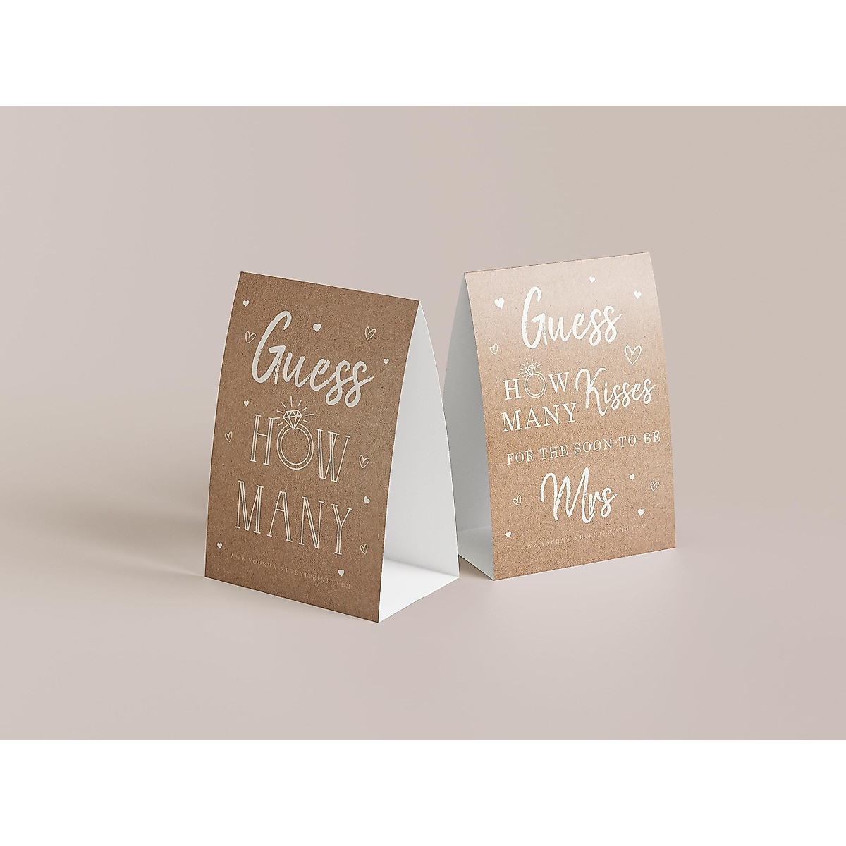 Your Main Event Prints Bridal Shower Games – Kraft Minimalist Style (How Many Kisses Game), Includes 1 5x7 Stand and 50 Guessing Cards