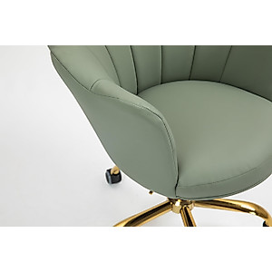 hegmentine Modern Home Office Chair Desk Chair Task with Wheels Swivel Vanity Chair Makeup Chair Height Adjustable Chairs Velvet Living Room, Bedroom (Olive Green)