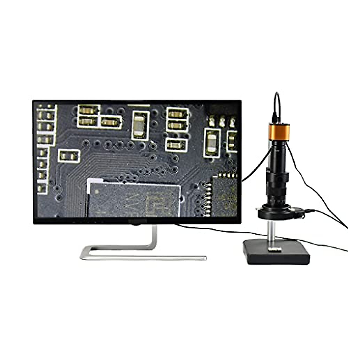 WSJIE 16MP Stereo Digital USB Industrial Microscope Camera 150X Electronic Video C-Mount Lens Stand for PCB THT Soldering