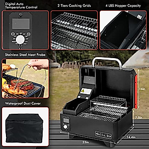 Hello.Dr Portable Wood Pellet Grill and Smoker,Electric Outdoor 8 in 1 Tabletop Grills for RV Camping Tailgating RV Cooking BBQ, Intelligent Temperature Control and Superheated Steam Technology