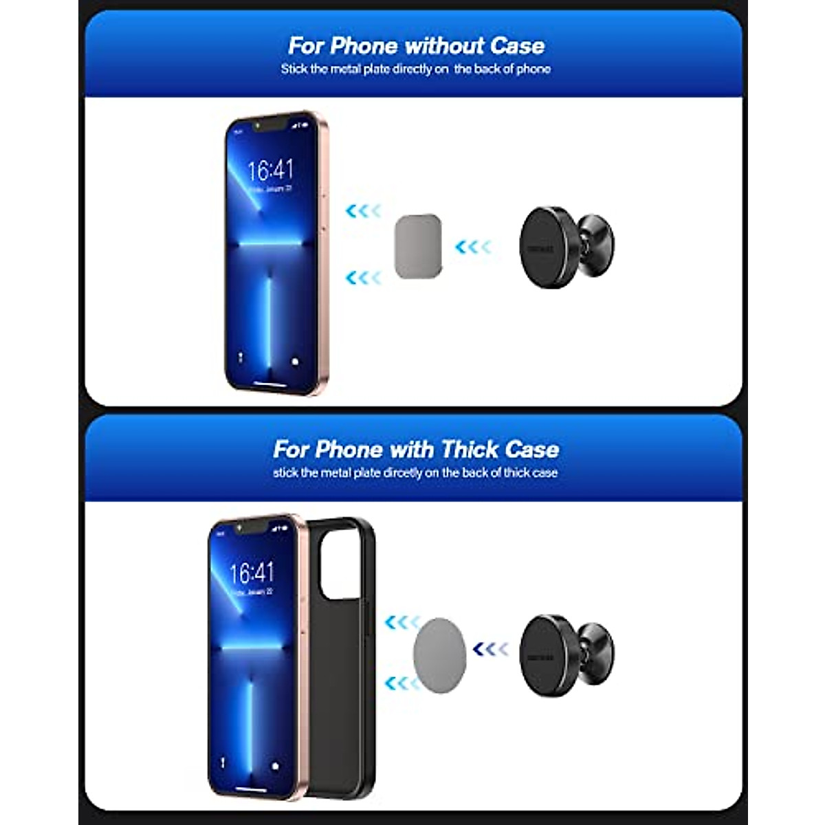 NIYEVN [2 Pack] Magnetic Phone Mount,[Upgrade Magnet] Magnetic Phone Holder for Car, Dashboard Phone Holder Mount 360 Adjustable,Car Mount for iPhone Samsung etc All Smartphones (Black)