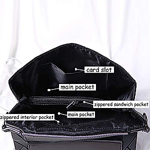 Van Varo Geometric Hard Lattice Crossbody Shoulder Bag Luminous Envelope Handbag Black One Size