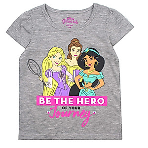 Disney Princesses Girls 3 Pack T-Shirts for Toddler and Little Kids – Pink/White/Grey