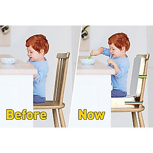 Toddler Booster Seat for Dining Table, Portable 3 Height Adjustable Cushion with Backrest, Non-Slip , Waterproof ,Dismountable& Washable Chair Cushion with Buckle Strap, (Grey)