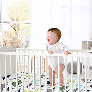 Sweet Jojo Designs Blue Green Modern Dinosaur Boy Baby Fitted Crib Sheet Set Nursery Soft Infant Newborn Fits Standard Mattress Toddler Bed 2pc - Turquoise Boho Bohemian Grey and White Mod Dinosaurs