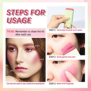 Multi-Use Makeup Blush Stick,Cream Blush Stick,Waterproof Natural Nude,Monochromatic Blush Beauty Wand for Cheek and Lip Tint(Shy Pink)