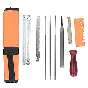 Emoshayoga Chainsaw File Tool Kit, Easy to Carry Fast Filing and Cutting Chainsaw Sharpener File Set 10Pcs Original Wood Handle for Craft for Garden