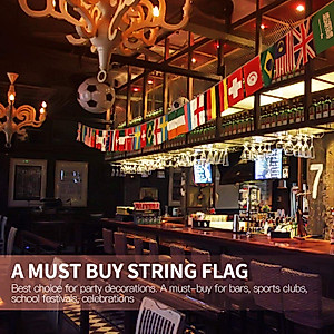 Anley 184Ft 200 Countries String Flag - International Bunting Banners for Party Decorations, Bars, Sports Clubs, School Festivals, Celebrations - 8" x 5", 200 Flags, 184 Feet