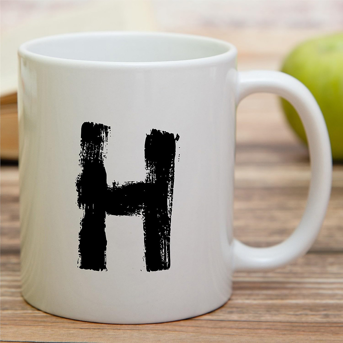 Retreez Initial A-Z Hand Drawn Grunge Alphabet Monogrammed Monogram Mug 11 Oz Ceramic Tea Coffee Mugs - Appreciation Thank You Holiday Birthday Gifts for her friend coworker sister bestie - H Initial