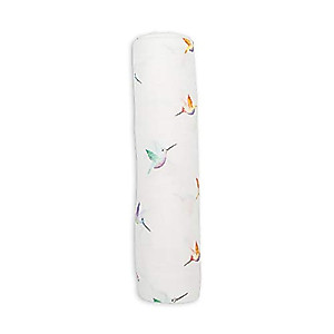 lulujo Baby Swaddle Blanket| Unisex Softest Bamboo Viscose Muslin Swaddle Blanket| Neutral Receiving Blanket for Girls & Boys 47in x 47in Hummingbird