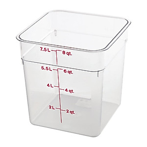 Cambro 8SFSCW CamSquare Food Container 8 qt. 8-3/8x8-3/8x9-1/8 clear, 6ct,Orange/pink