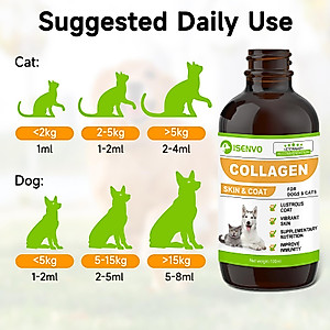 Liquid Collagen for Dogs and Cats, Skin and Coat Supplement for Dogs and Cats, Lustrous Coat, Vibrant Skin, Supplementary Nutrition, Improve Immunity, with Vitamin and Biotin