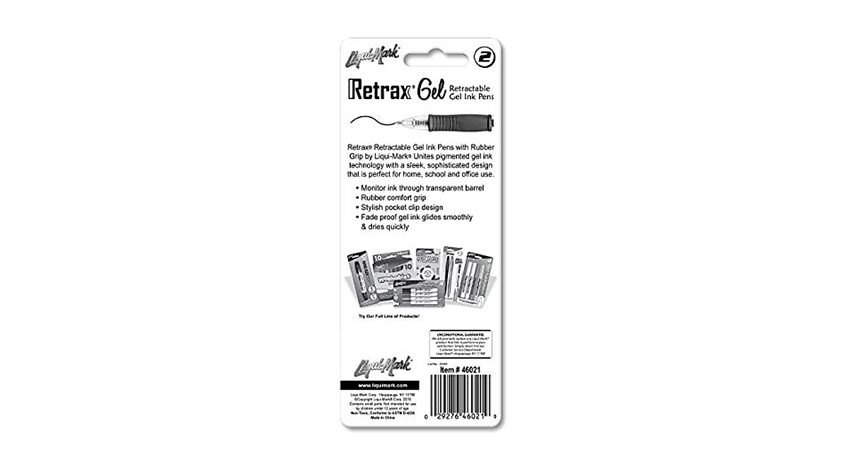 Retrax Black Gel Pens - Smooth, Comfortable Writing (2-Pack)
