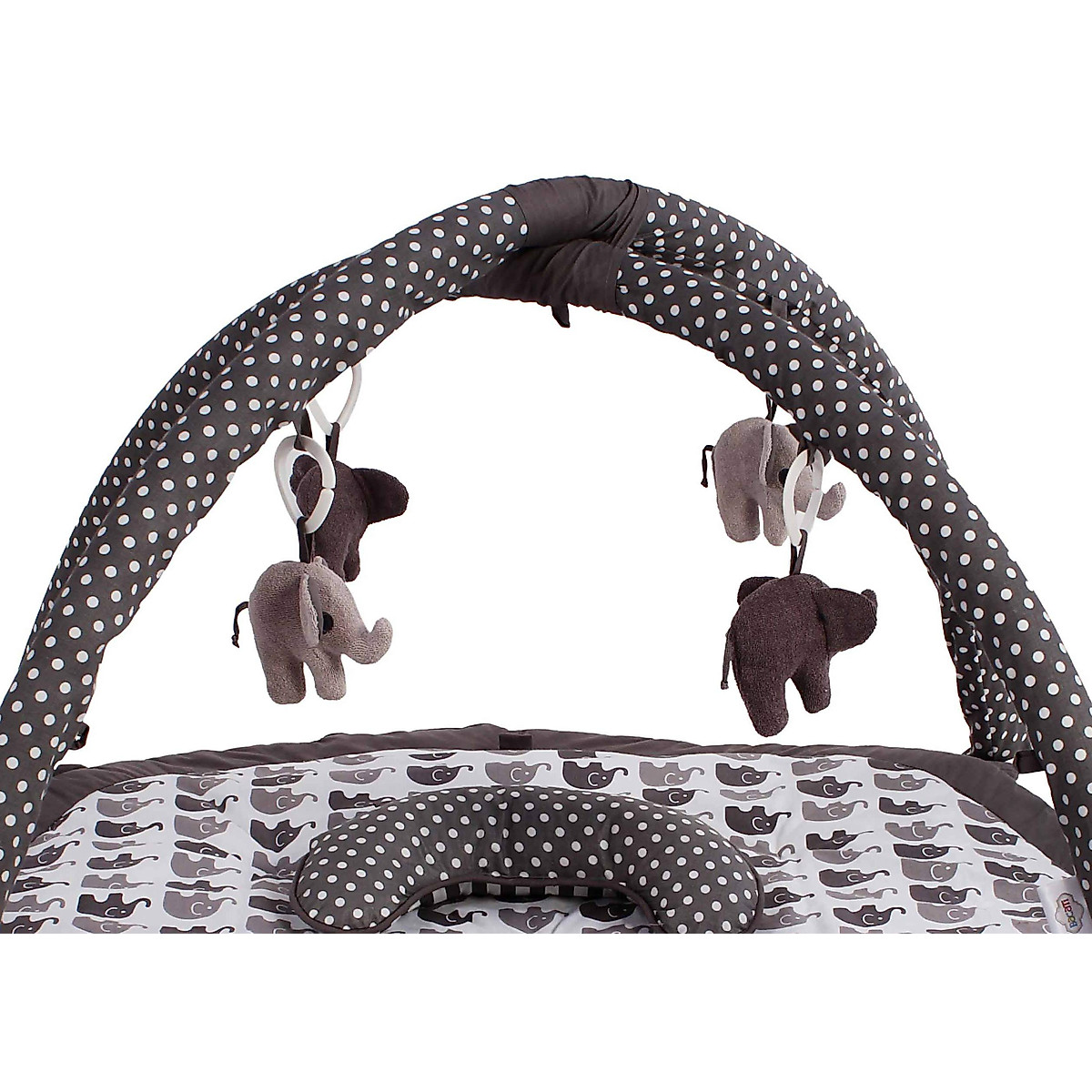 Bacati Elephants Unisex Activity Gym with Mat, Grey