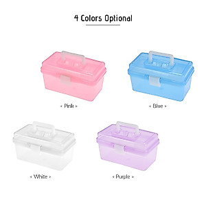 HUIOP Craft Storage Container,Clear Plastic Art Storage Box Watercolor Oil Painting Supplies Multipurpose Case Portable, Purple