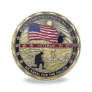 Military Veteran Challenge Coin United States We Stand for The Flag We Kneel for The Fallen
