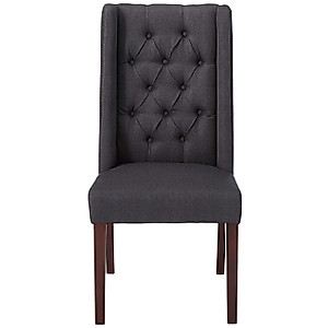 Christopher Knight Home Blythe Tufted Fabric Dining Chairs, 2-Pcs Set, Dark Charcoal / Brown