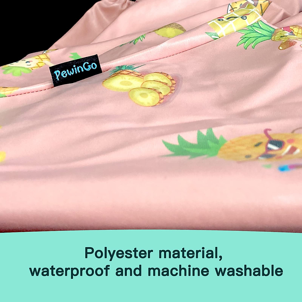 PewinGo Weaning Bib & BLW Attaches and Fully Cover to Baby Highchair, Long Sleeves Bib with Waterproof, Machine Washable & Comfortable,Easy to Clean, Suitable for Baby Infant-Pink