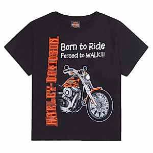 Harley-Davidson Little Boys' Born to Ride, Forced to Walk Tee Black 0174132 (2T)