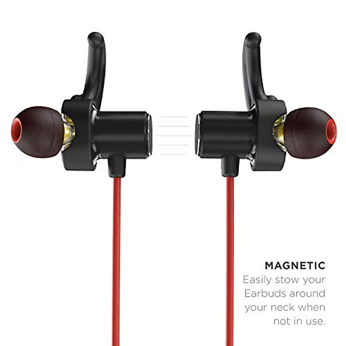 phaiser BHS-790 Bluetooth Headphones with Dual Graphene Drivers and Bluetooth Sport Headset with Mic - Wireless Earbuds for Running - Sweatproof, Redheat