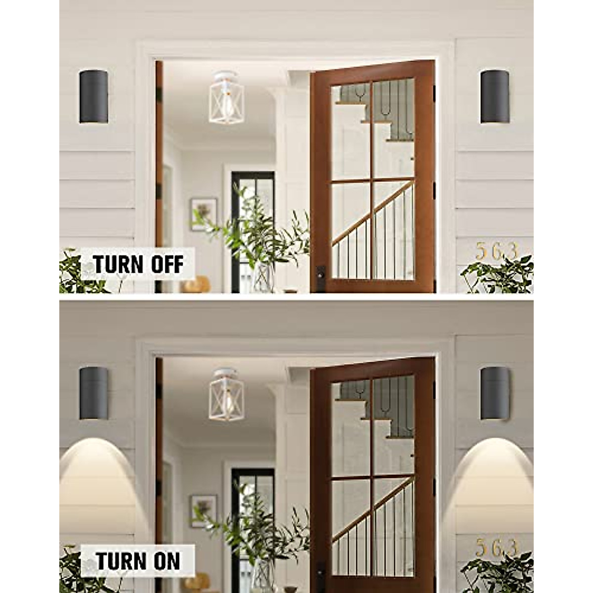 Ken & Ricky Outdoor Wall Light, Exterior Wall Sconce, Outside Wall Light Fixtures with Matte Black for Porch Garage Patio Doorway Entryway House -1 Pack