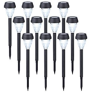 TWINSLUXES 12 Pack Solar Pathway Lights,Outdoor Waterproof Garden Lights LED Landscape Lighting Up to 12 Hrs Long,Auto On/Off Dusk to Dawn for Sidewal,Lawn, Patio, Yard…