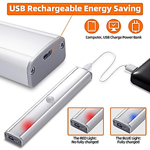 LED Closet Light, 30 LED Rechargeable Motion Sensor Light Indoor, Meromore Under Cabinet Lighting Wireless Stick-Anywhere Night Light with 600mAh Battery for Hallway Stairway Wardrobe Kitchen (3 PACK)