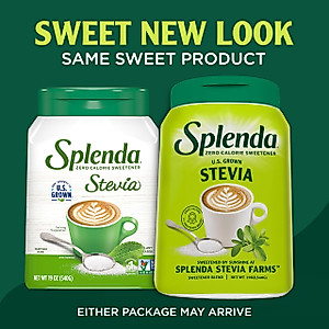 SPLENDA Stevia Zero Calorie Sweetener, Plant Based Sugar Substitute Granulated Powder, 19 oz Jar