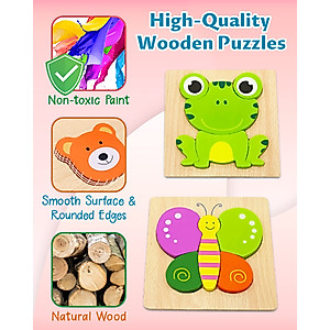 Bekayshad Wooden Puzzles Toddler Toys Gifts for 1 2 3 Year Old Boys Girls, Animal Jigsaw Puzzles Montessori Toys, Learning Educational Christmas Birthday Gifts for Girls Boys Ages 1-3