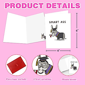 JUESMOS Smart Ass Funny Graduation Card for Her Him Class of 2024 Graduation Greeting Card Congrats Graduation Gift Card High School College Graduation Gifts for Girls Boys Daughter Son Students