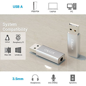 Cubilux USB to 3.5mm Audio Adapter with 192KHz/24bit DAC, USB A to 1/8” TRRS Stereo Combo Headphone Jack Dongle Compatible with Mac Pro/Mini, PS5 PS4, Windows Linux Laptop PC Computer Raspberry Pi