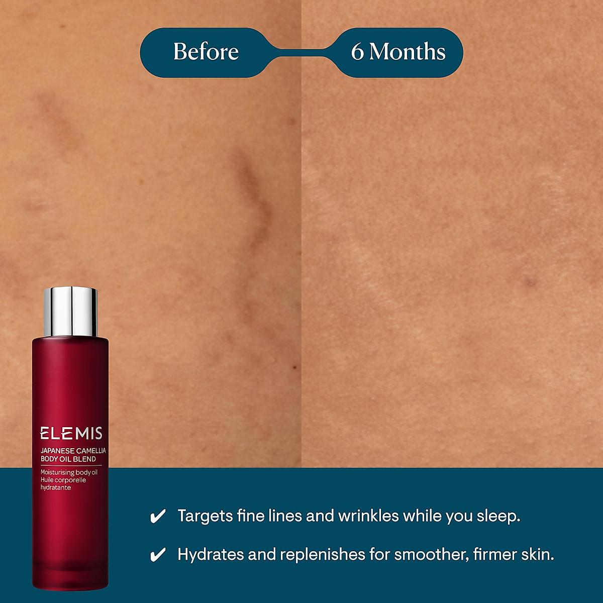 ELEMIS Japanese Camellia Body Oil Blend | Luxuriously Lightweight Body Oil Nourishes, Conditions, and Softens Pregnant and Postpartum Skin | 100 mL