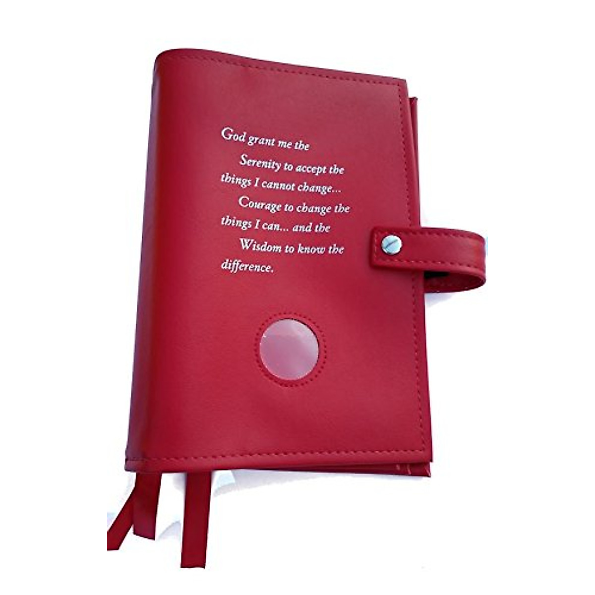 Red Deluxe Triple NA Book Cover for The Basic Text (6th Ed), It Works, How and Why and Living Clean with Serenity Prayer and Medallion Holder.