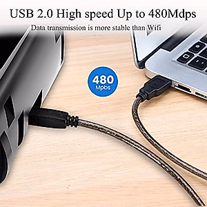 Printer Cable 15 Feet, USB A to B Cable USB 2.0 A Male to B Male Printer Scanner Cord High Speed Shielded Compatible with HP, Canon, Brother, Epson, Xerox, Samsung etc