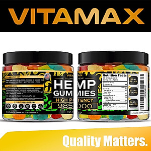 Vitamax Hemp Gummies - 985,000 - Peace & Relaxation - Natural Tasty Fruit Flavors - Made in USA - 100ct
